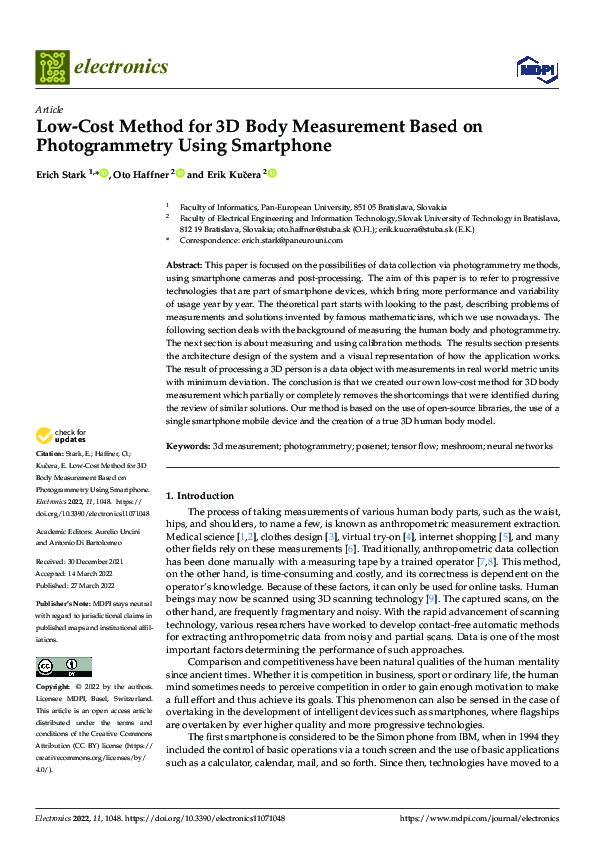 (PDF) Low-Cost Method for 3D Body Measurement Based on Photogrammetry ...