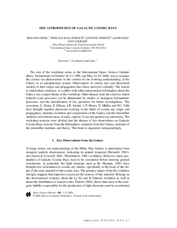 (PDF) The astrophysics of galactic cosmic rays