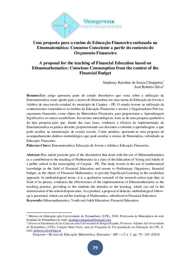 (PDF) Uma proposta para o ensino de Educação Financeira embasada na ...