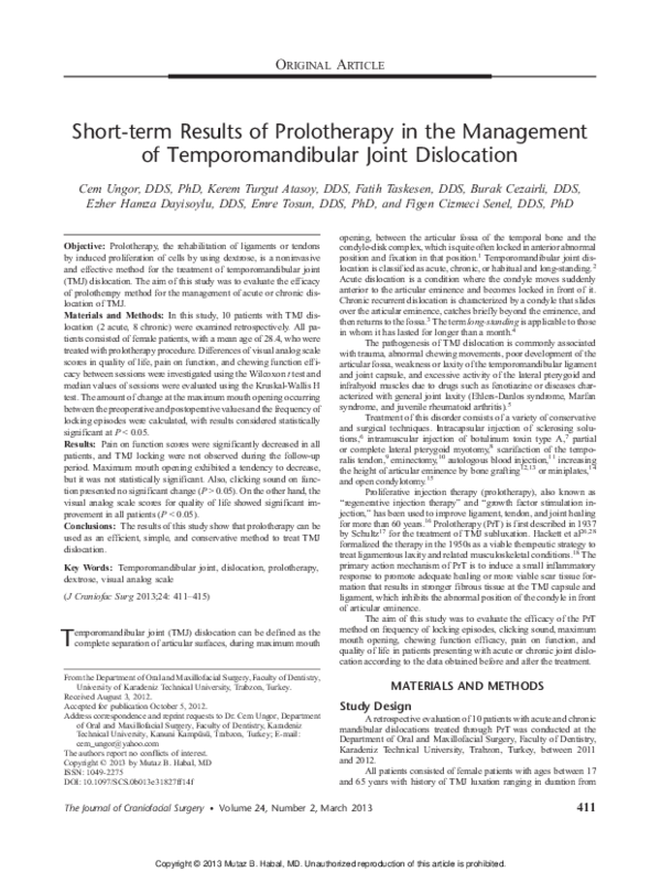 (PDF) Short-term Results of Prolotherapy in the Management of ...