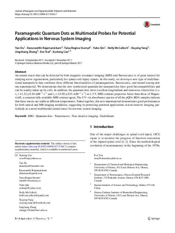 (PDF) Paramagnetic Quantum Dots as Multimodal Probes for Potential ...