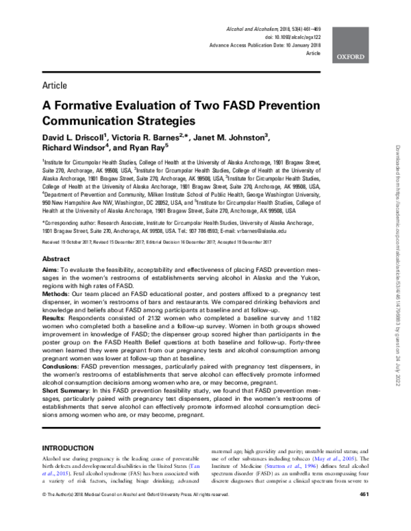 (PDF) A Formative Evaluation of Two FASD Prevention Communication ...
