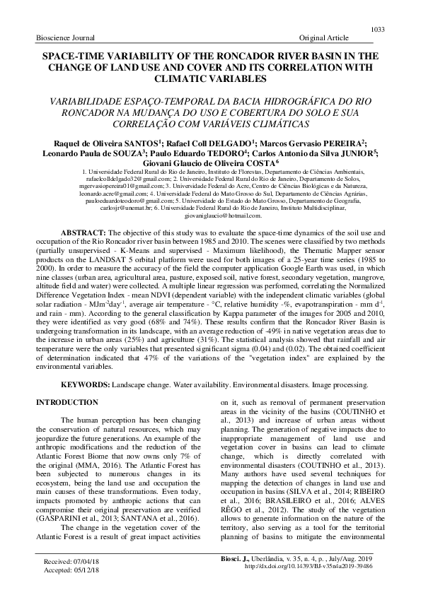 (PDF) Space-time variability of the Roncador river basin in the change of land use and cover and ...