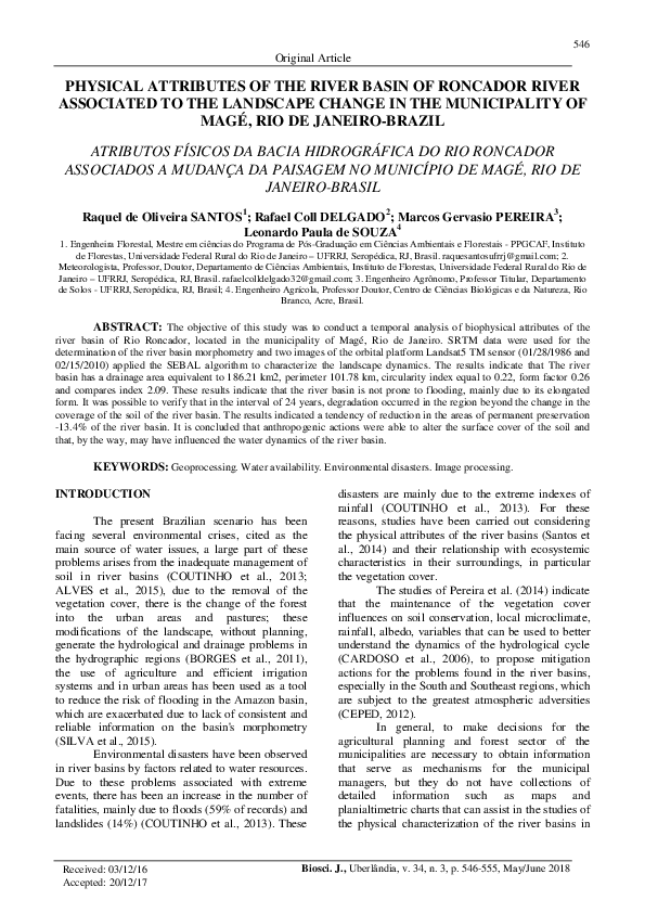 (PDF) Physical attributes of the river basin of Roncador river ...