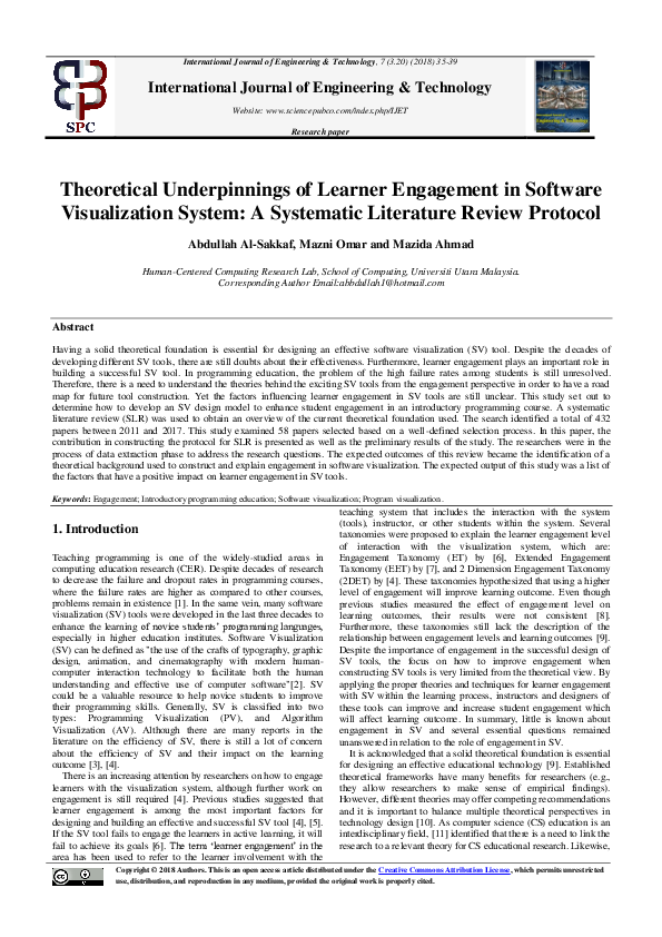(PDF) Theoretical Underpinnings of Learner Engagement in Software Visualization System: A ...