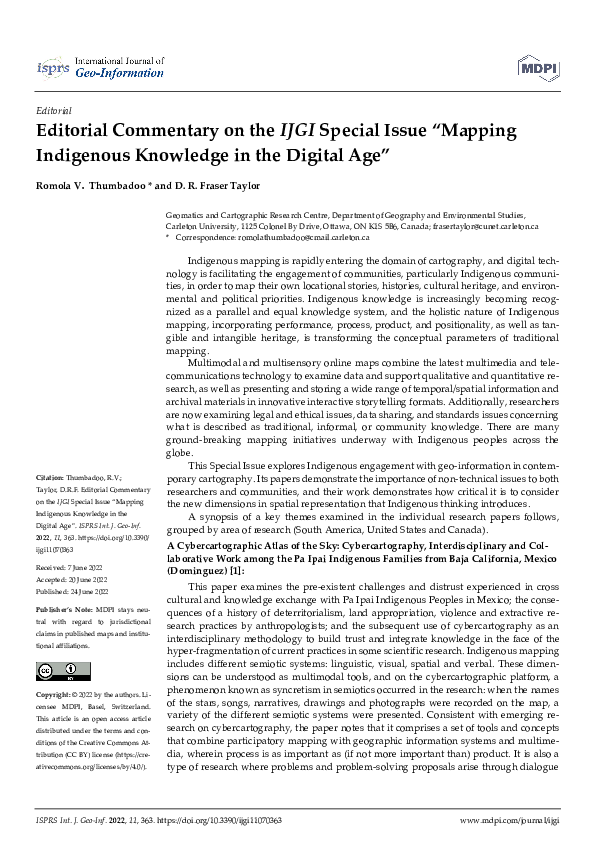 (PDF) Indigenous Mapping and Digital Technology Engagement