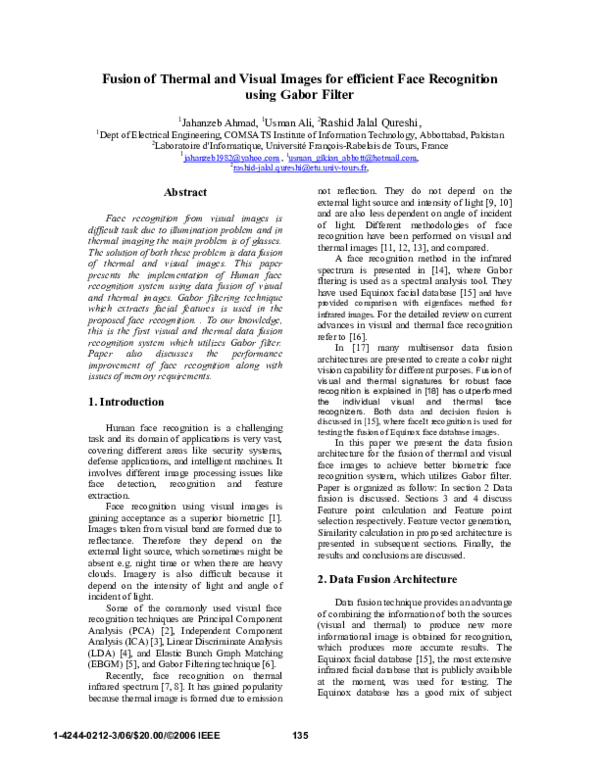 (PDF) Fusion of Thermal and Visual Images for efficient Face ...