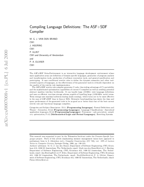(PDF) Compiling language definitions