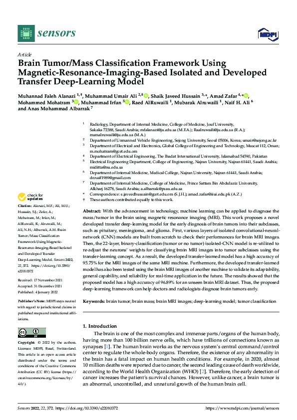 (PDF) Brain Tumor/Mass Classification Framework Using Magnetic-Resonance-Imaging-Based Isolated ...