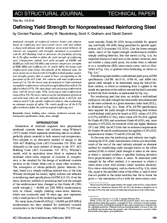 (PDF) Defining Yield Strength for Nonprestressed Reinforcing Steel