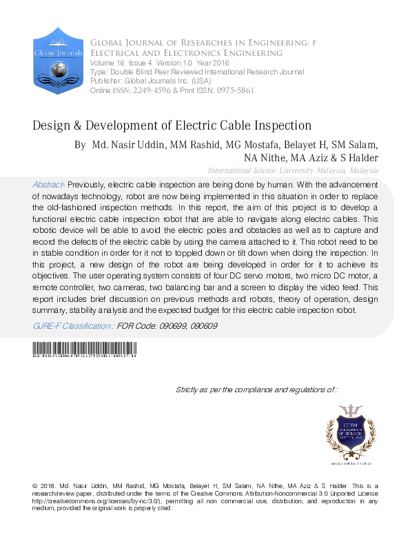 (PDF) Design & development of electric cable inspection