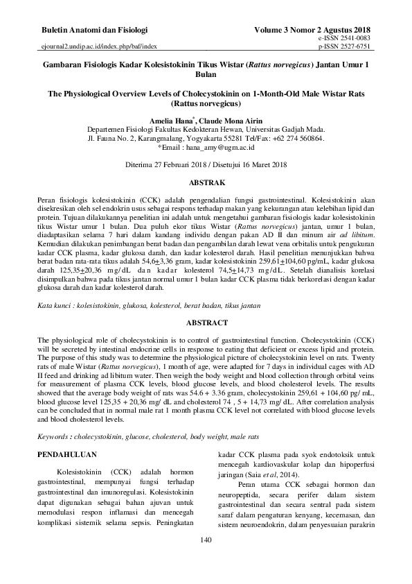 (PDF) Gambaran Fisiologis Kadar Kolesistokinin Tikus Wistar (Rattus ...