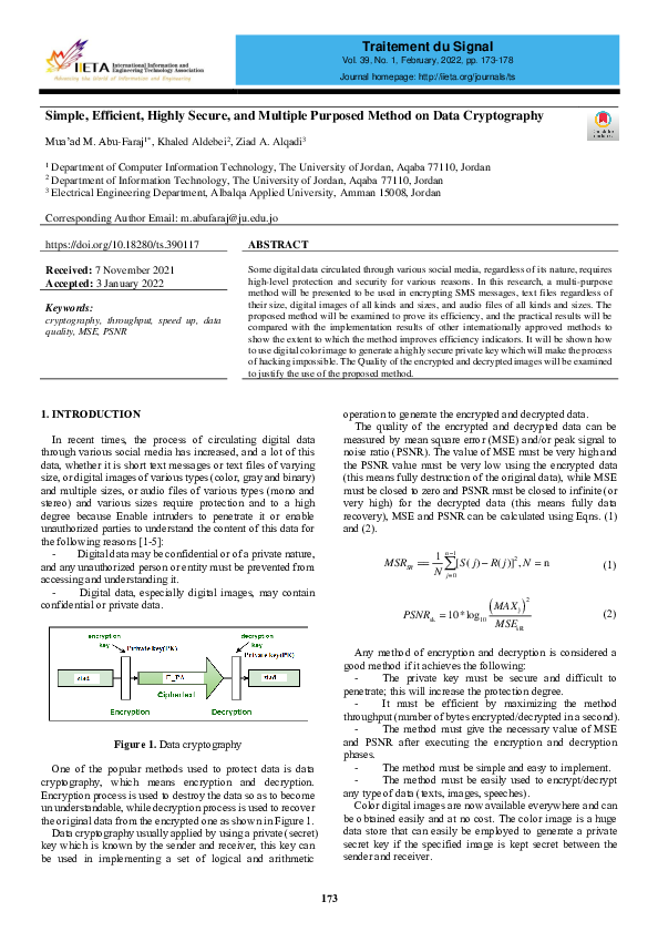 Pdf Simple Efficient Highly Secure And Multiple Purposed Method On Data Cryptography