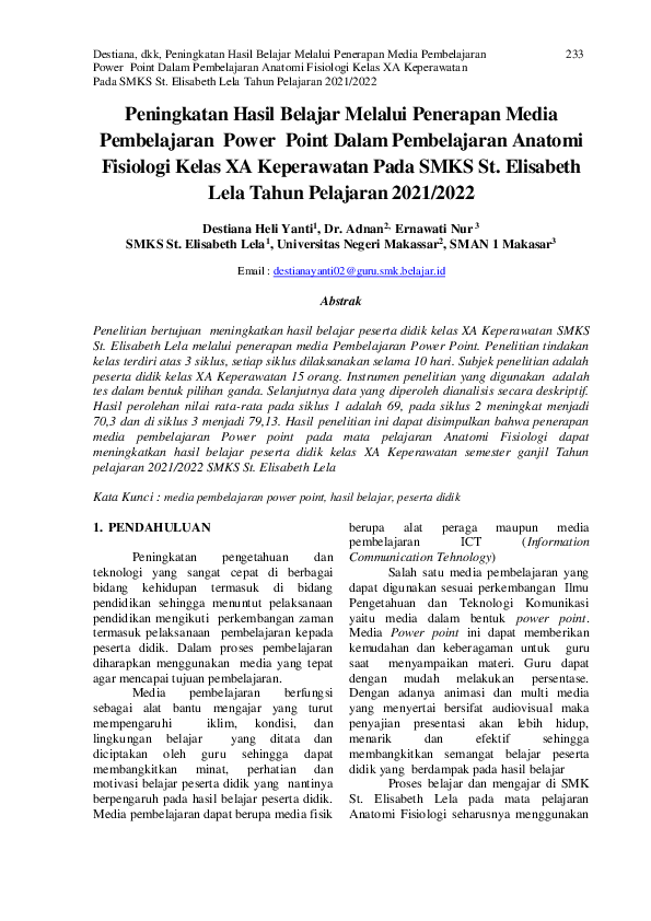 (PDF) Peningkatan Hasil Belajar Melalui Penerapan Media Pembelajaran Power Point Dalam ...