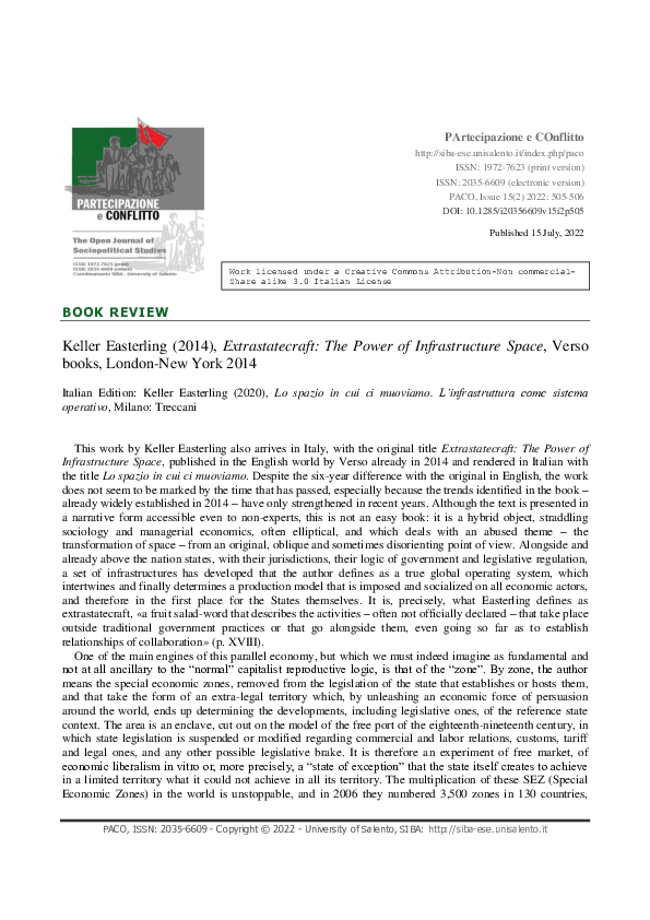 (PDF) Keller Easterling (2014), Extrastatecraft: The Power of Infrastructure Space, Verso books ...
