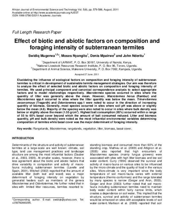 (PDF) Effect of biotic and abiotic factors on composition and foraging intensity of subterranean ...