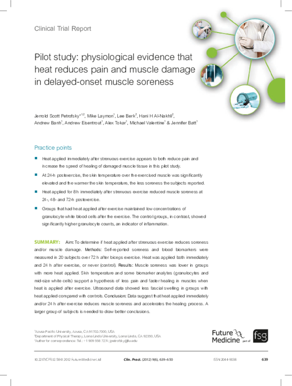 (PDF) Pilot study: physiological evidence that heat reduces pain and muscle damage in delayed ...