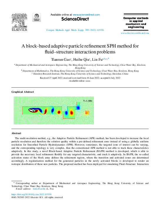 Pdf A Block Based Adaptive Particle Refinement Sph Method For Fluid Structure Interaction