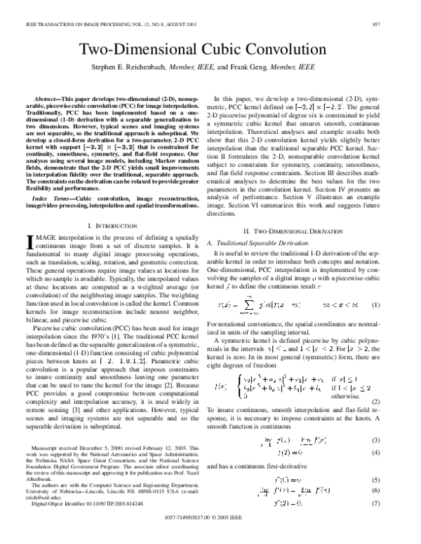 (PDF) Two-dimensional cubic convolution