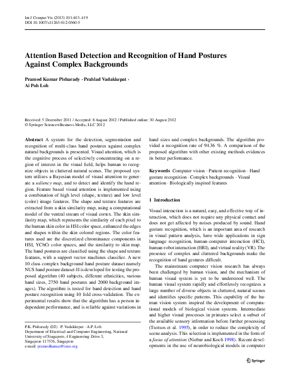 (PDF) Attention Based Detection and Recognition of Hand Postures ...