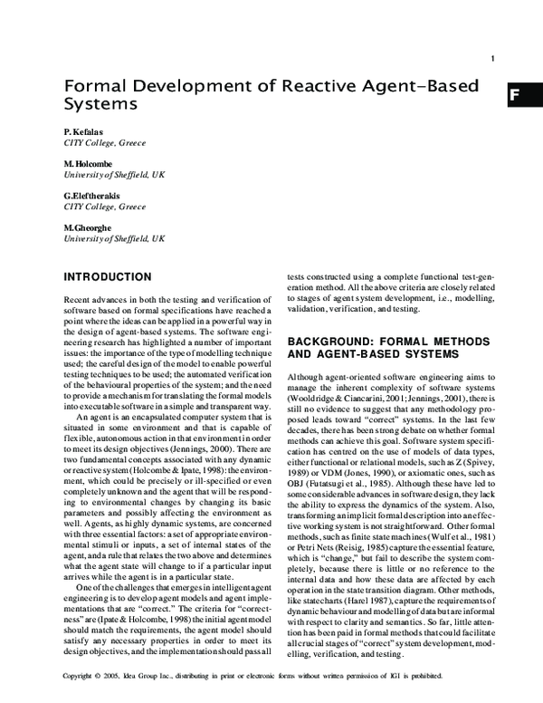 (PDF) Background: Formal Methods and Agent-Based Systems | George Marian - Academia.edu