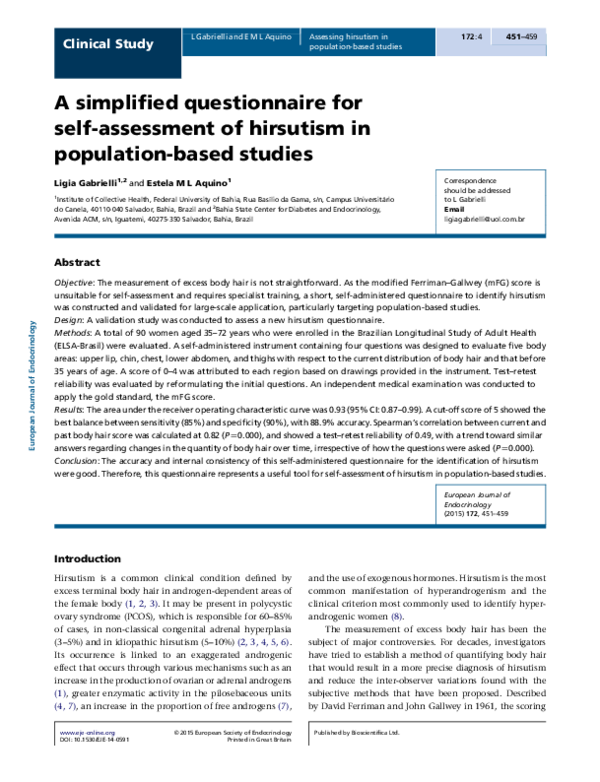 (PDF) A simplified questionnaire for self-assessment of hirsutism in ...