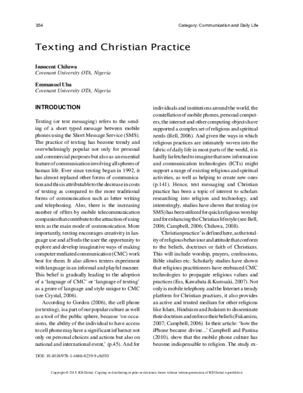 (PDF) Texting and Christian Practice