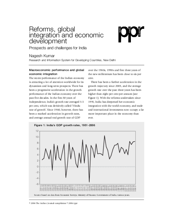(PDF) Reforms, Global Integration and Economic Development