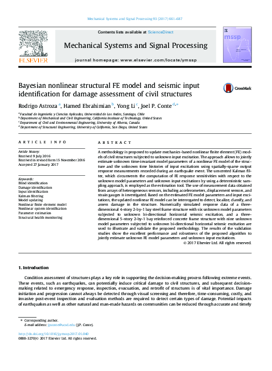 (PDF) Bayesian nonlinear structural FE model and seismic input identification for damage ...