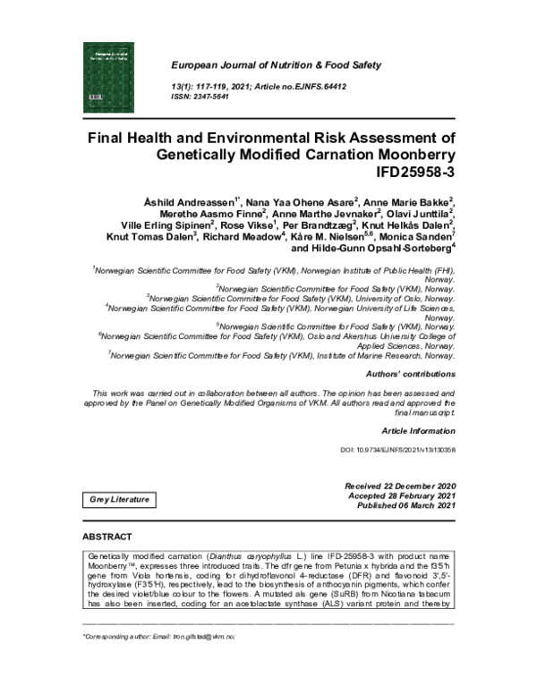 (PDF) Final Health and Environmental Risk Assessment of Genetically ...