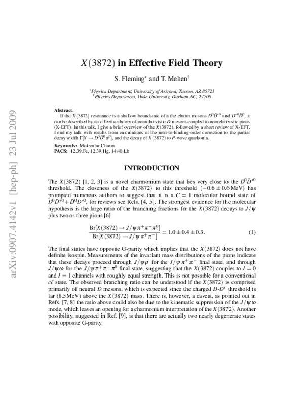 (PDF) X(3872) in Effective Field Theory