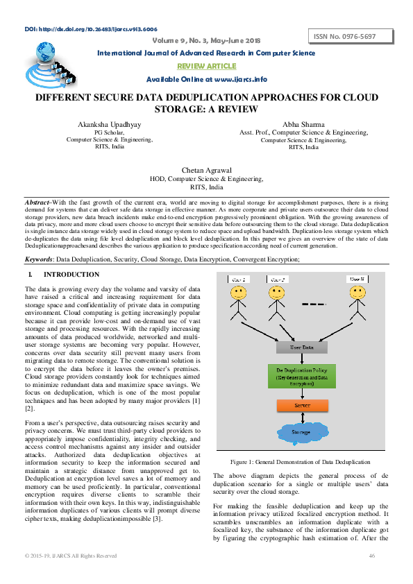 Pdf Different Secure Data Deduplication Approaches For Cloud Storage