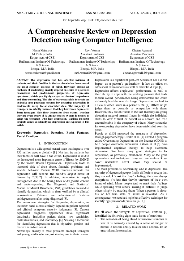 (PDF) A Comprehensive Review on Depression Detection using Computer ...