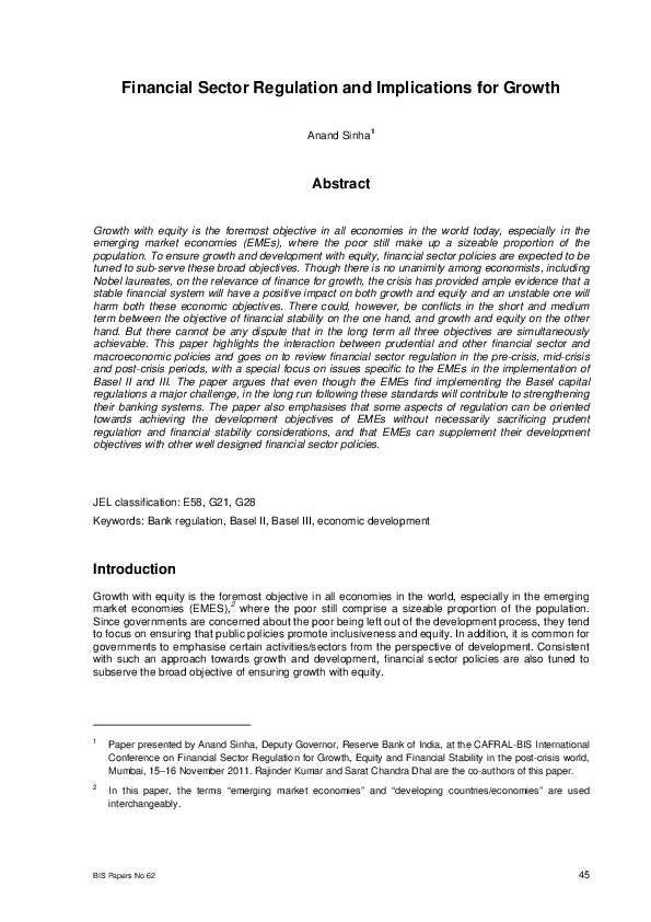 (PDF) Financial sector regulation and implications for growth in the ...