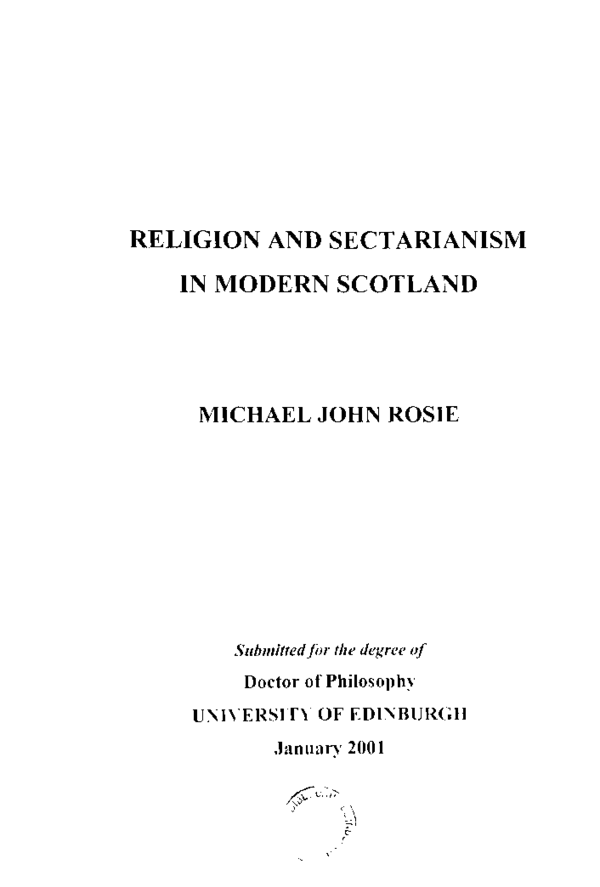 (PDF) Religion and sectarianism in modern Scotland