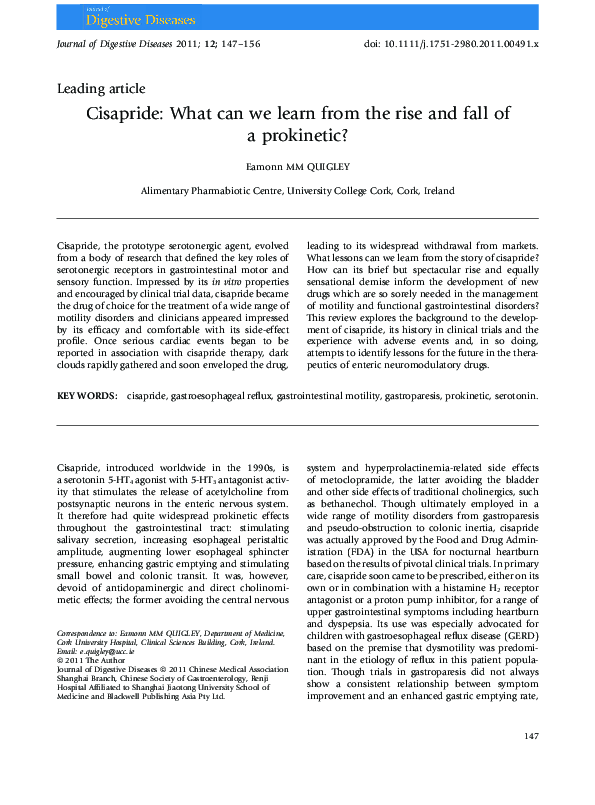 (PDF) Cisapride: What can we learn from the rise and fall of a ...
