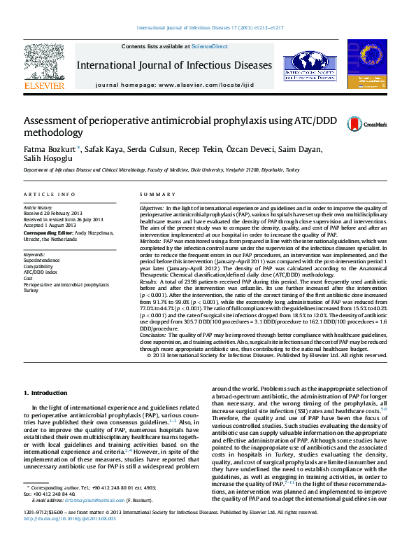 (PDF) Assessment of perioperative antimicrobial prophylaxis using ATC ...