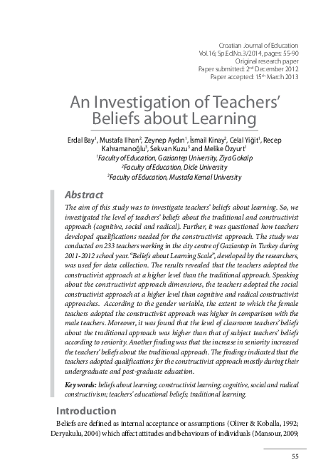 (PDF) Beliefs about learning play a significant role in behaviours in ...