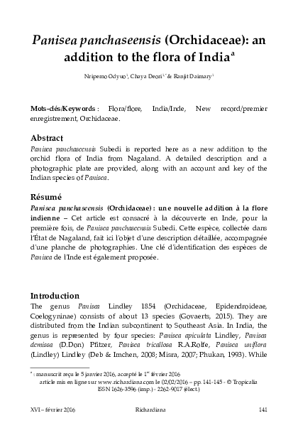 (PDF) Panisea panchaseensis (Orchidaceae): an addition to the flora of ...