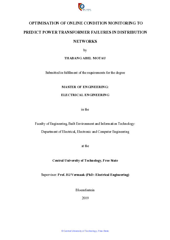 (PDF) Optimisation Of Online Condition Monitoring To Predict Power Transformer Failures In ...