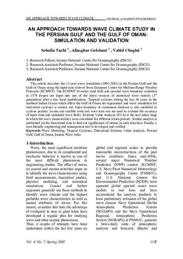 (PDF) An Approach Towards Wave Climate Study in the Persian Gulf and the Gulf of Oman ...