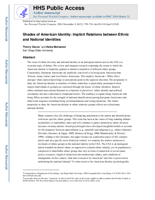 (PDF) Shades of American Identity: Implicit Relations between Ethnic ...