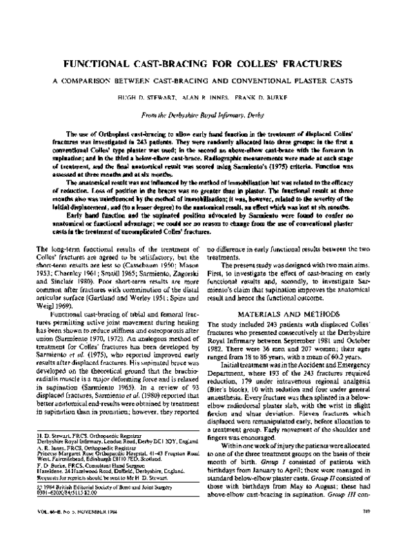 (PDF) Functional cast-bracing for Colles' fractures. A comparison ...