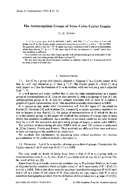 (PDF) The Automorphism Groups of Some Cubic Cayley Graphs