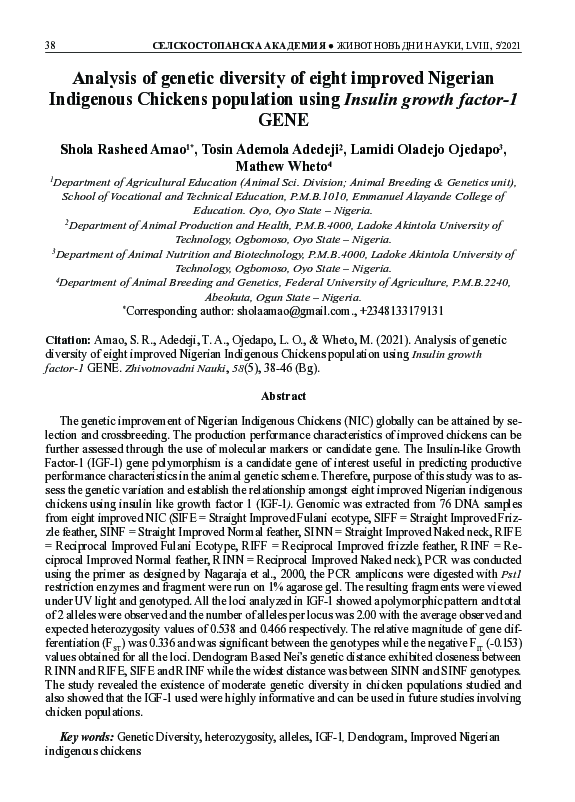 (PDF) Analysis of genetic diversity of eight improved Nigerian ...
