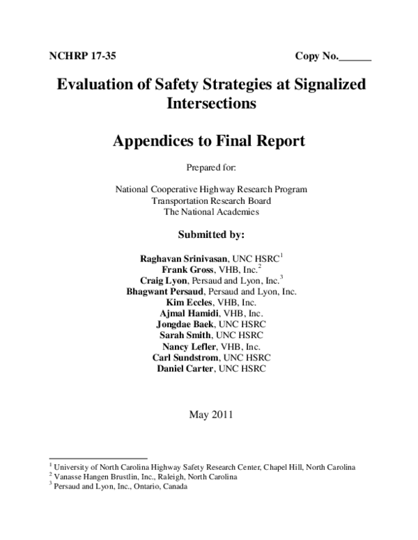 Pdf Evaluation Of Safety Strategies At Signalized Intersections