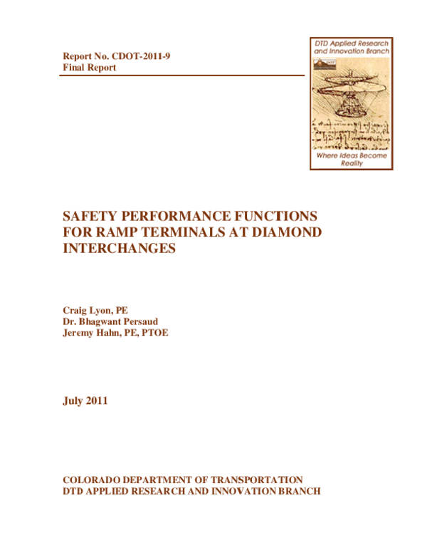 (PDF) Safety Performance Functions for Ramp Terminals at Diamond Interchanges | Bhagwant Persaud ...