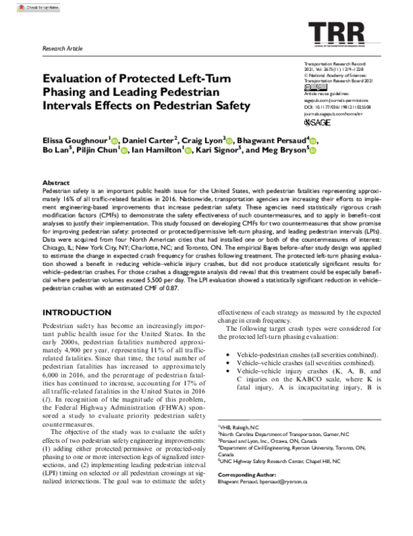 (PDF) Evaluation of Protected Left-Turn Phasing and Leading Pedestrian ...