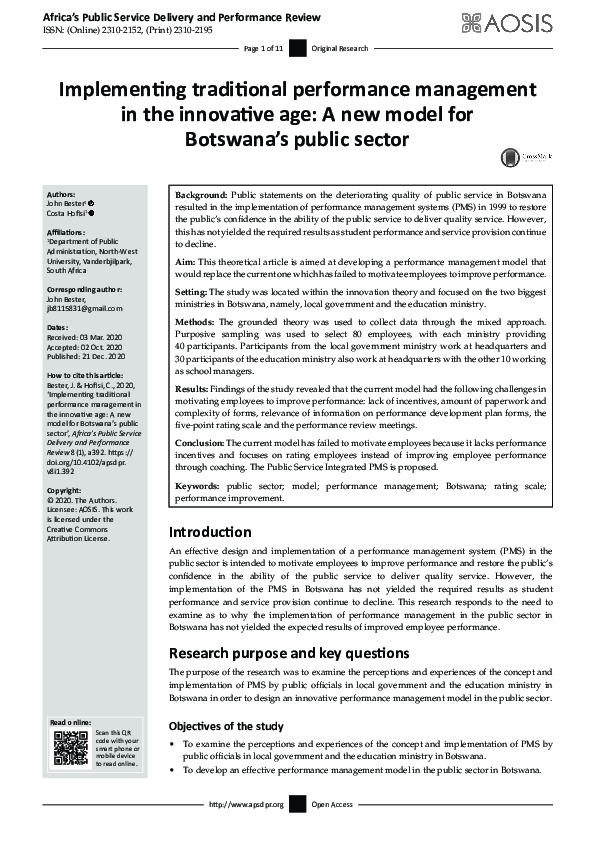 (PDF) Implementing traditional performance management in the innovative ...