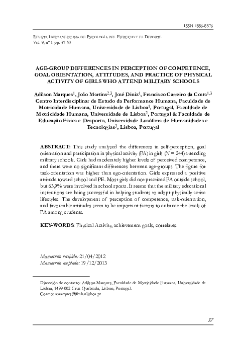 (PDF) Age-group differences in perception of competnce. Goal oirentation, attitudes and practice ...